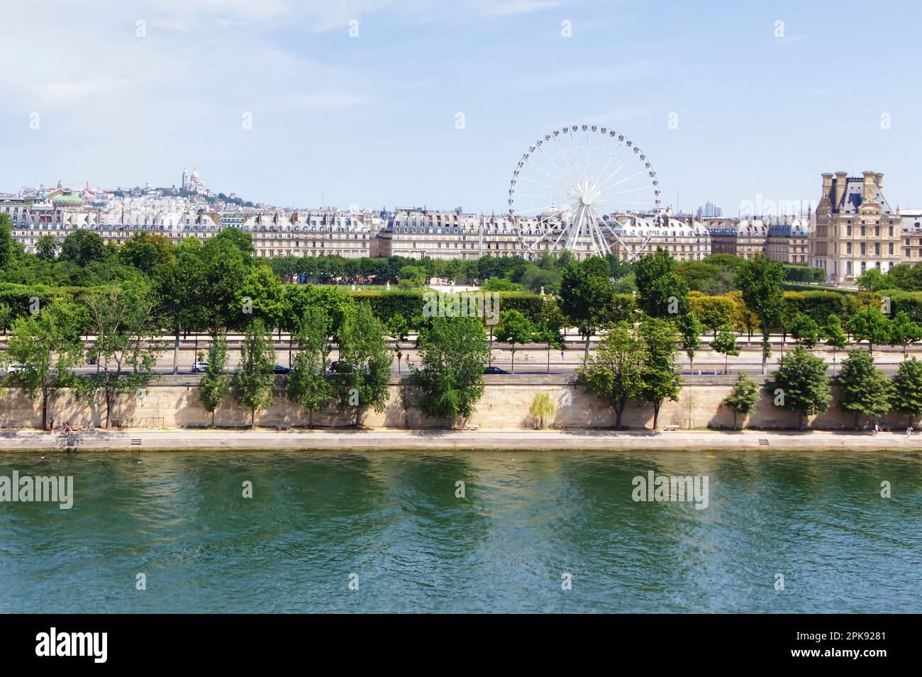 Cityscape of the center of Paris with residential houses and ferris ...