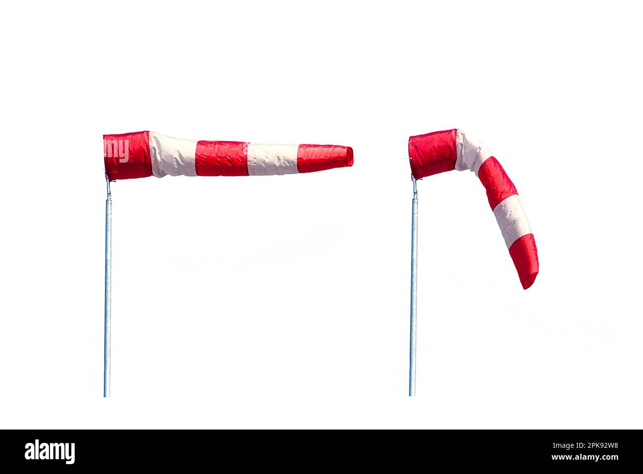 Windsock with wind and without wind isolated on white background Stock ...