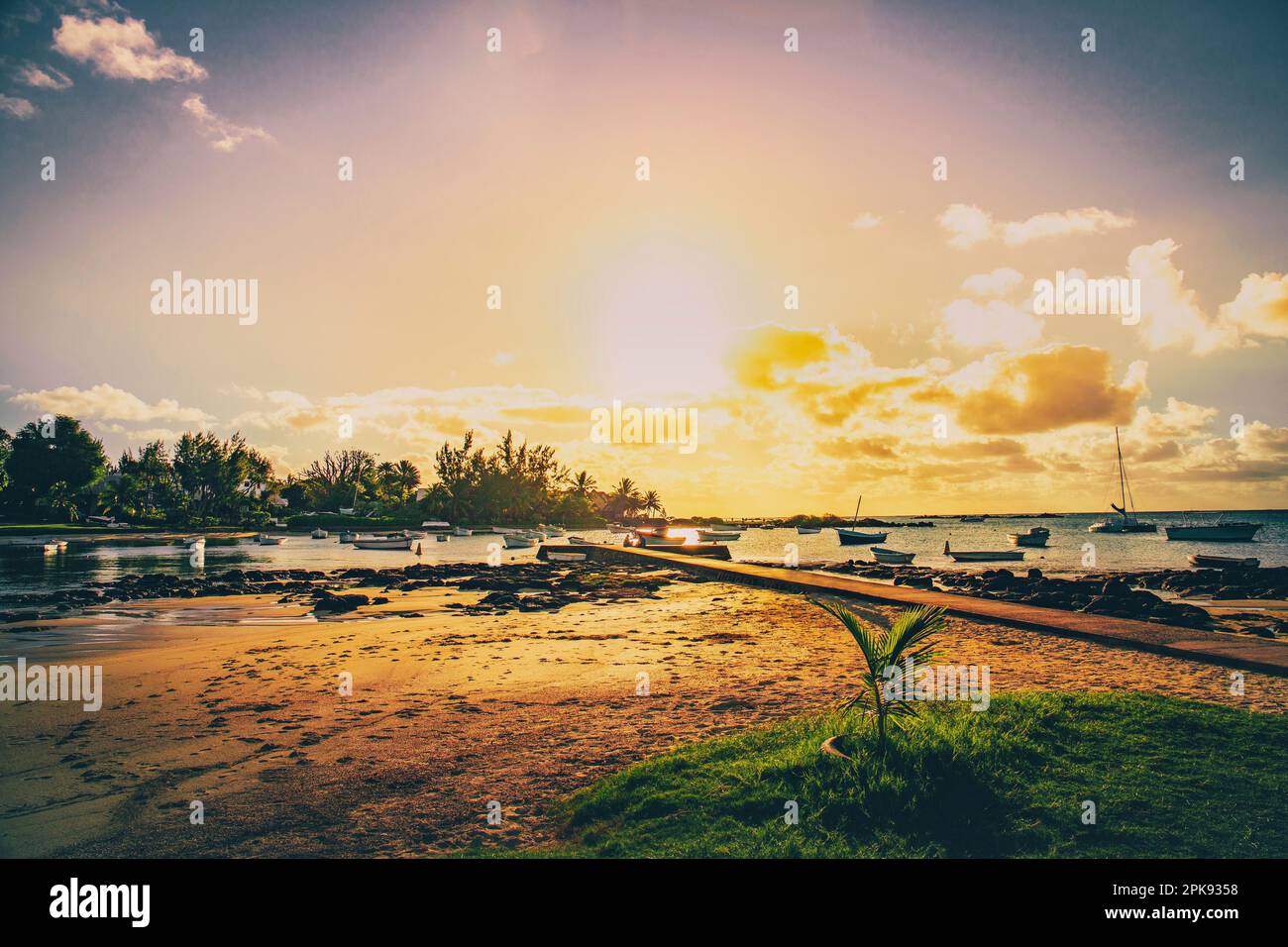 Cape Malheureux in the north of Mauritius, beautiful bay with beach and ...
