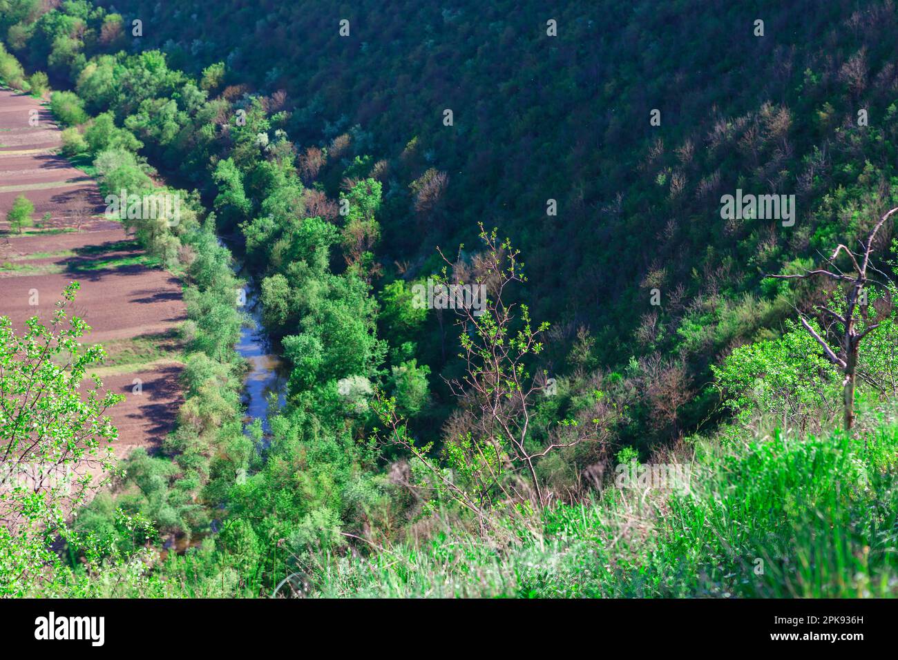 Aerial view dark canyon valley hi-res stock photography and images - Alamy