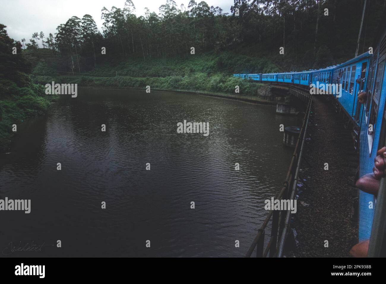 The famous blue train between Kandy and Ella on Sri Lanka Rainy weather ...
