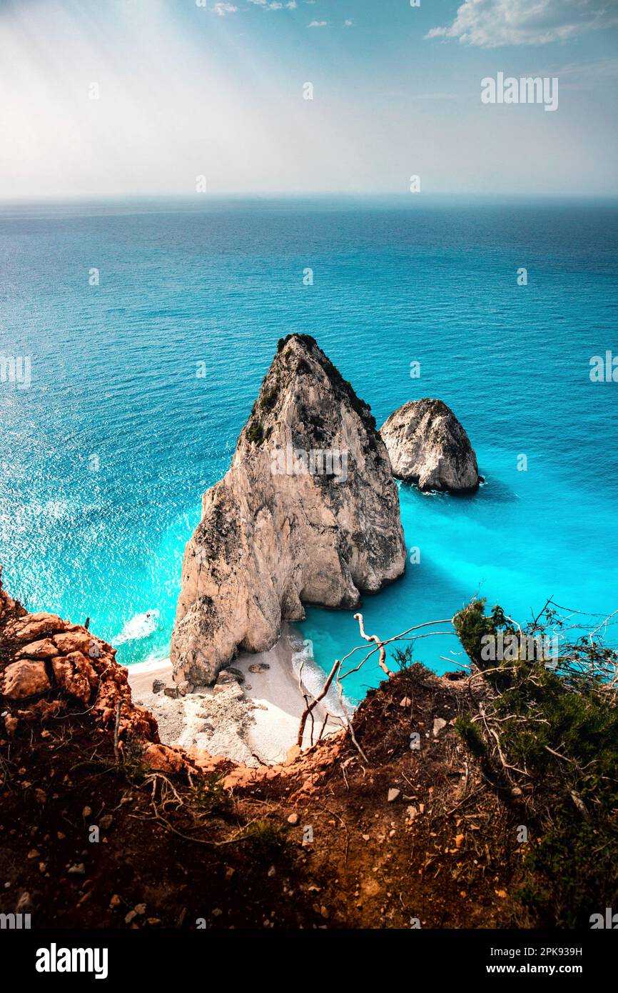 The Myzithres Rock in the Mediterranean Sea. Viewpoint near Kerion on ...