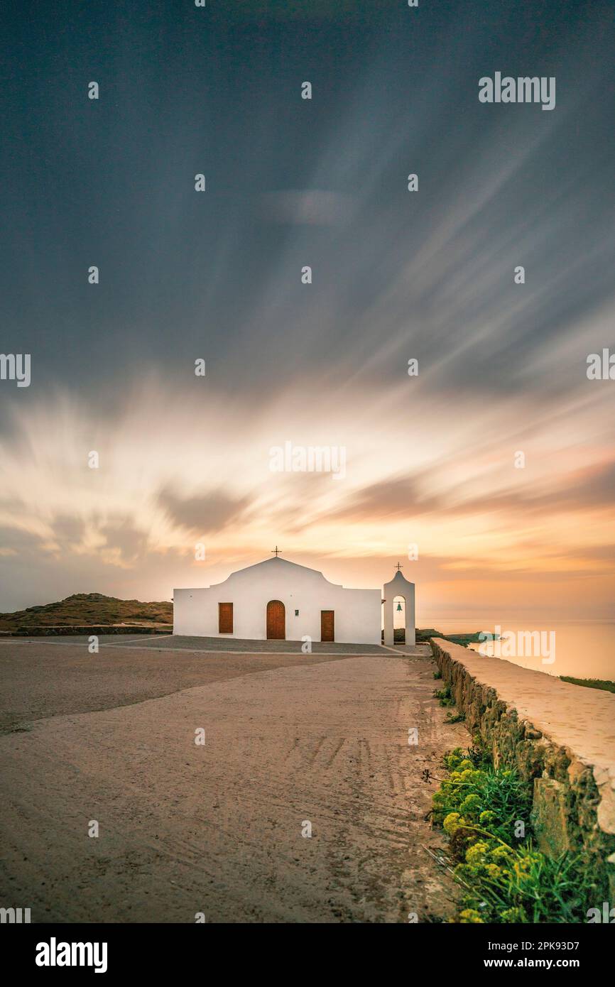 Small Typical Greek Church right by the sea, the white Agios Nikolaos ...