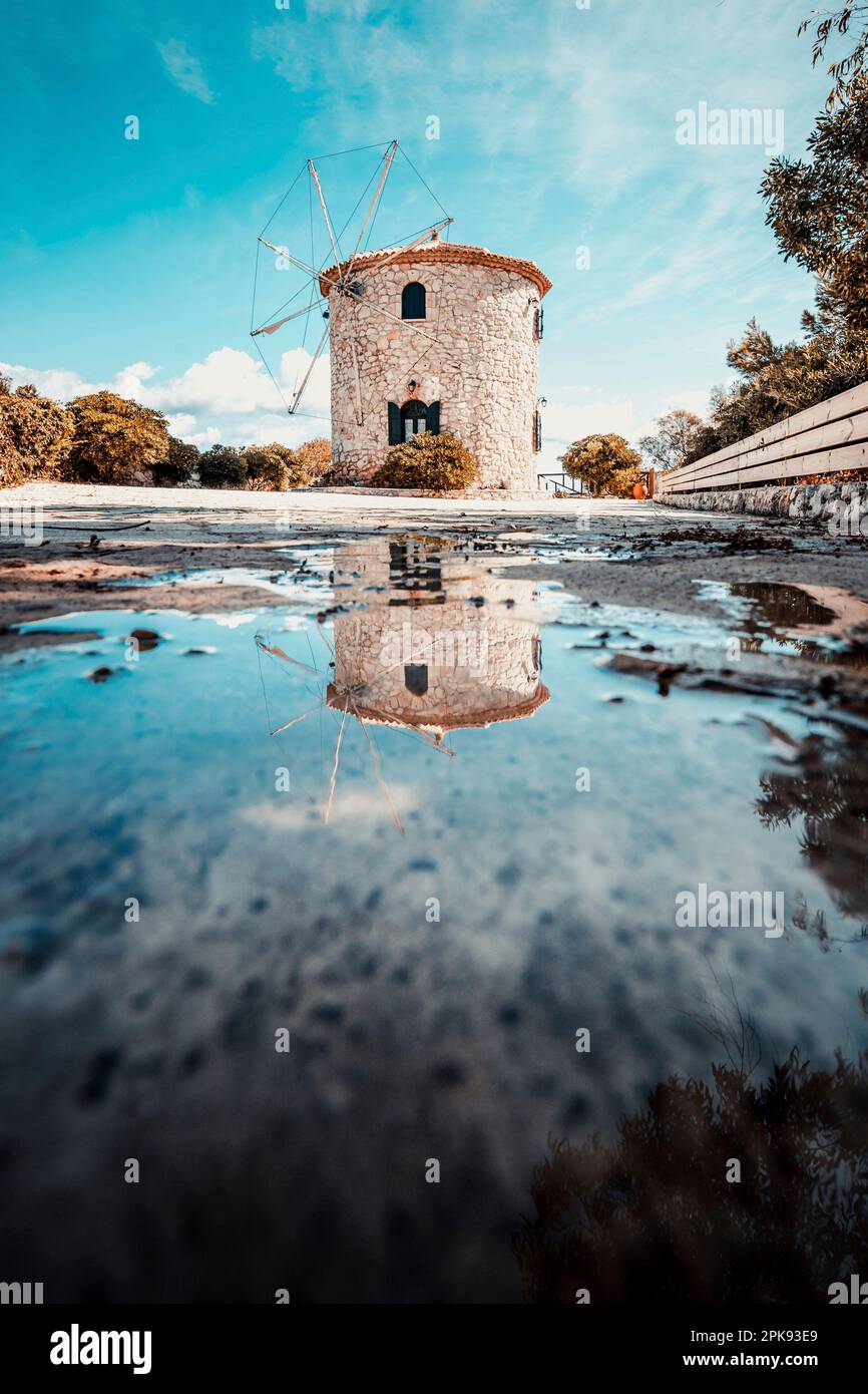 Greek windmill on Zakynthos Stock Photo - Alamy