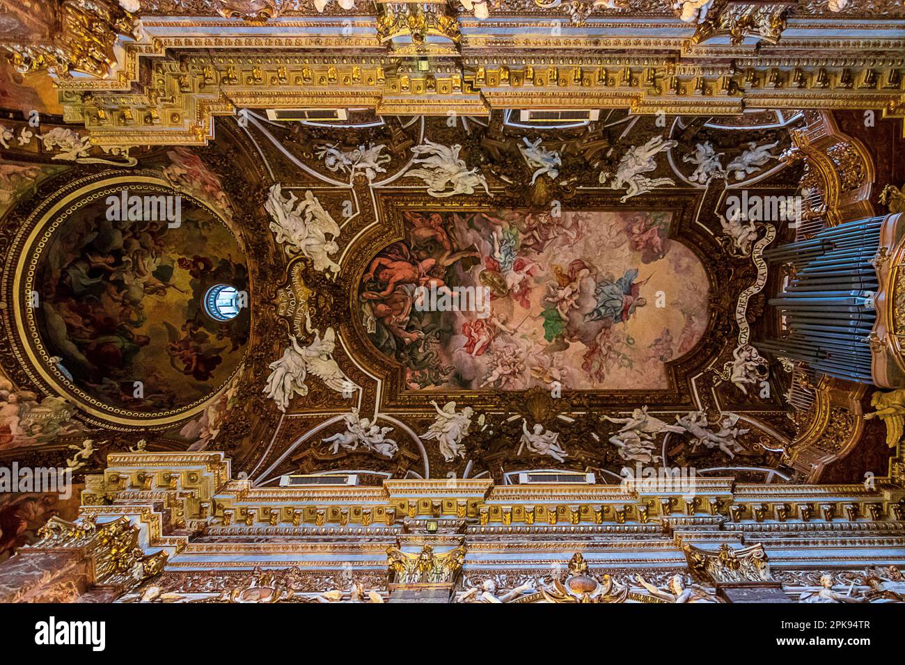 The ceiling of the famous church of Santa Maria della Vittoria in Rome ...