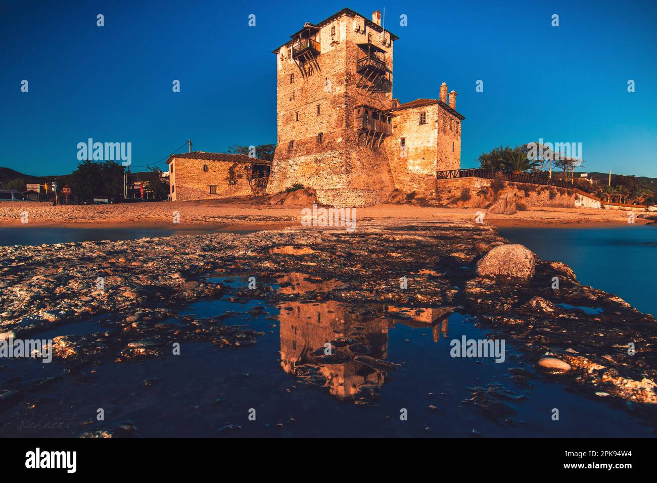 The famous Byzantine Tower of Prosphorion. The watchtower is located in ...