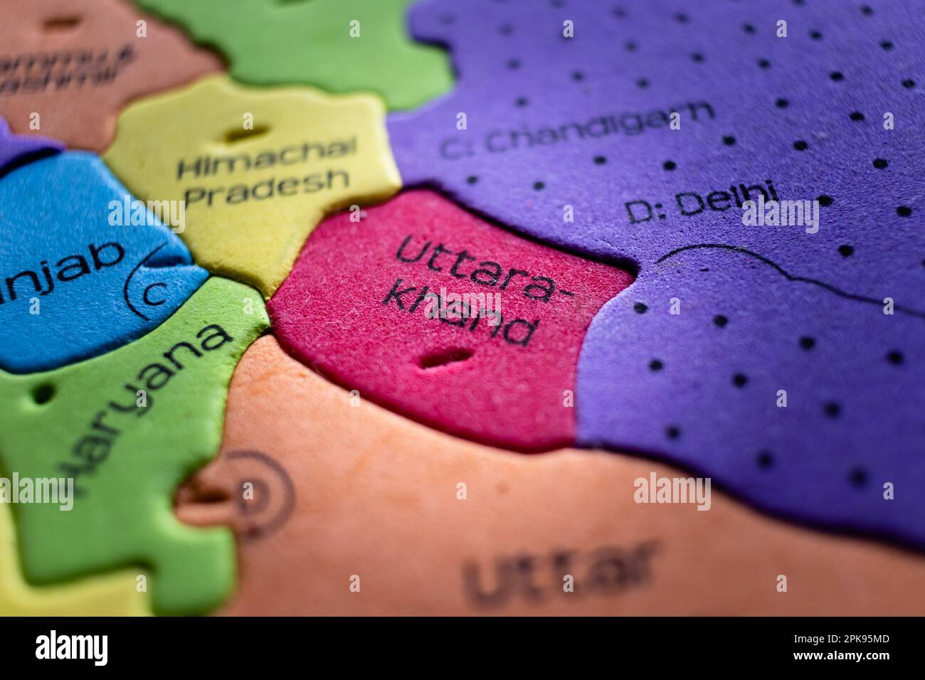 Selective focus on map of Uttar pradesh - a state of India Stock Photo ...