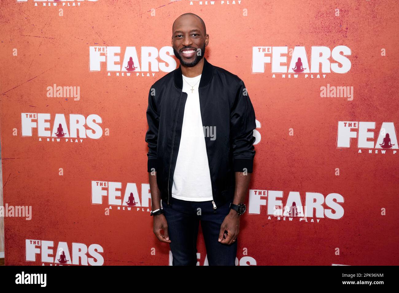Carl Hendrick Louis attends a press event for "The Fears" Off-Broadway ...