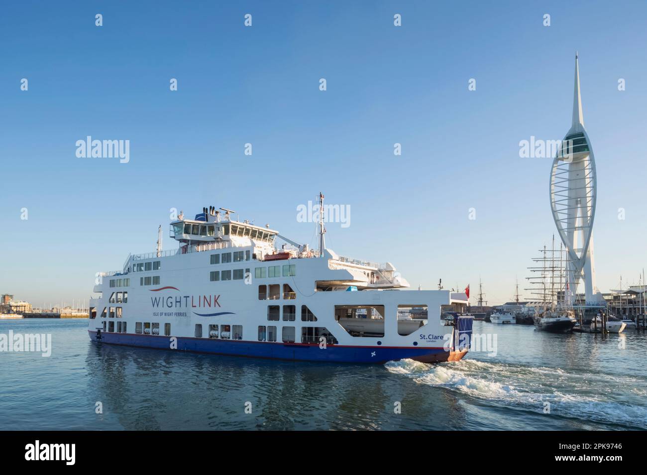 Spinnaker tower and wightlink ship st clare hi-res stock photography ...