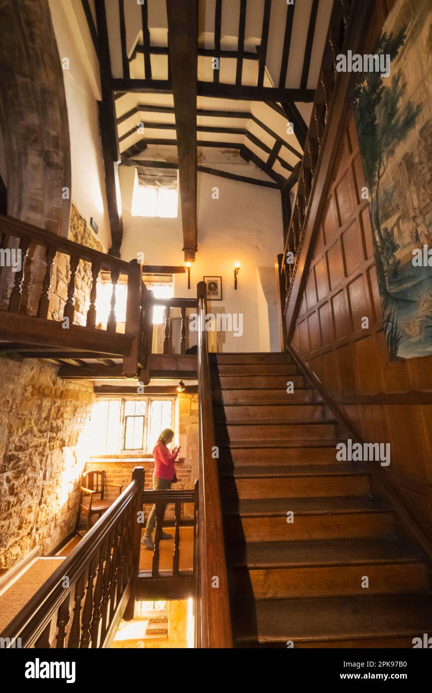 England, East Sussex, Michelham Priory, Interior Stairway Stock Photo ...