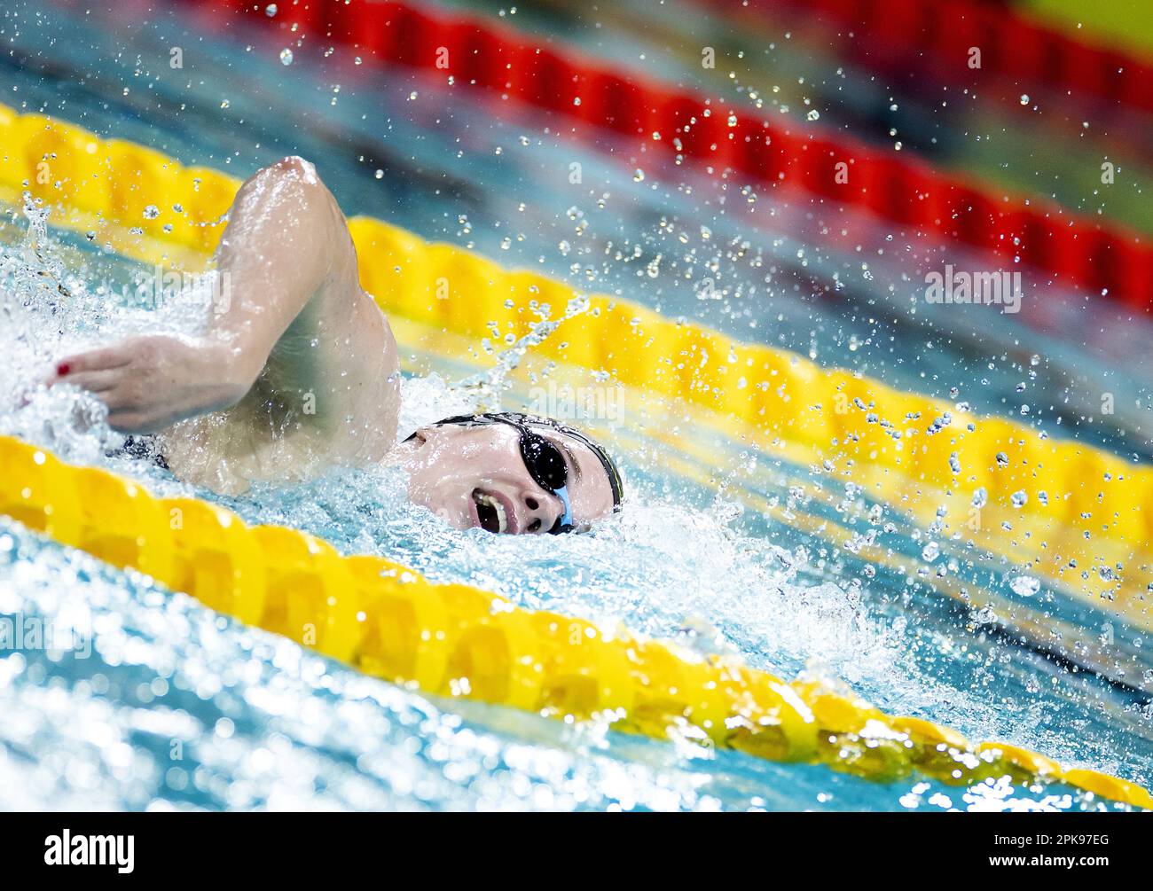 EINDHOVEN - Imani de Jong in action in the 200 meter freestyle during ...