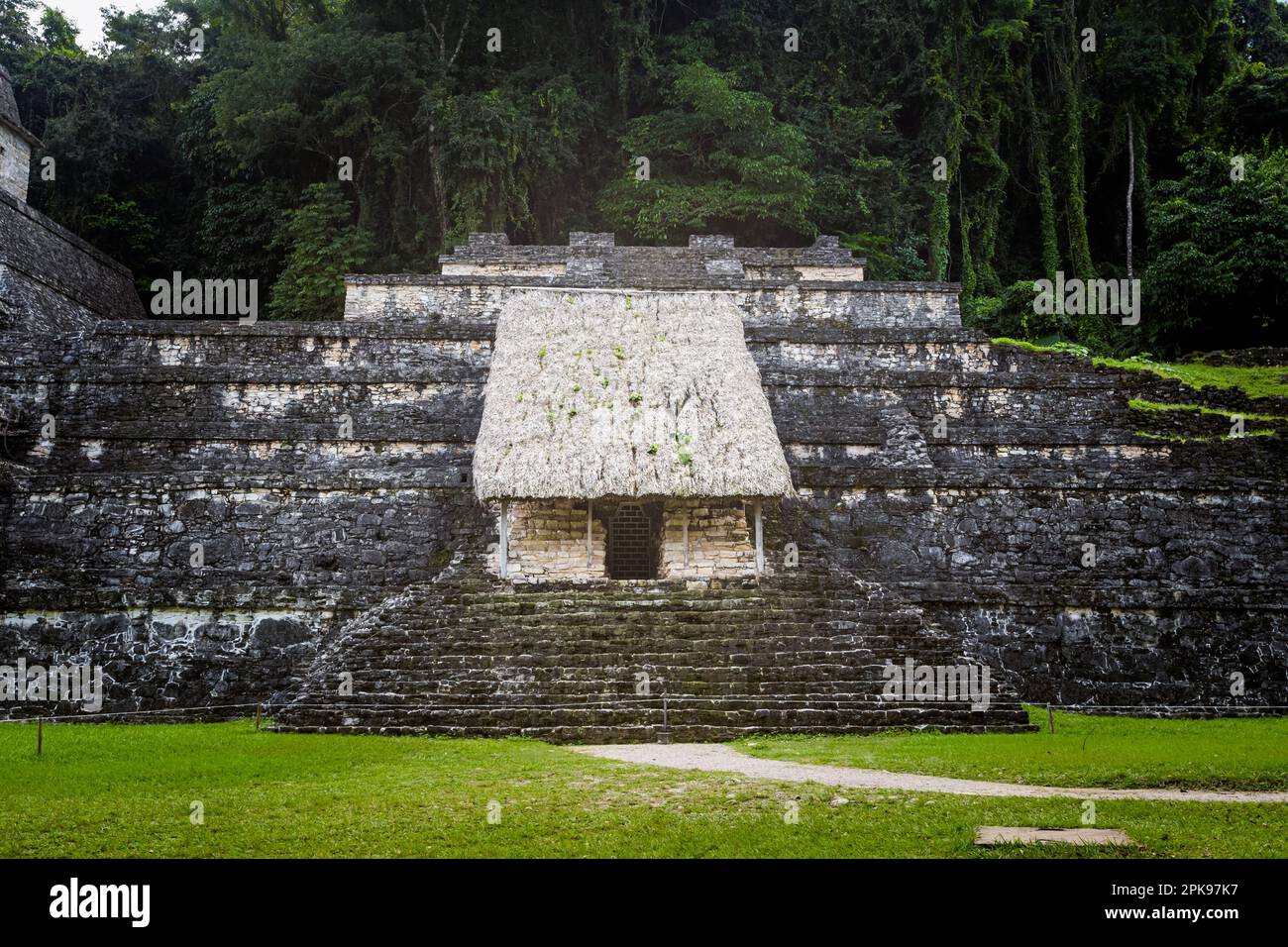 Beautiful pyramids in Palenque archeological site in Mexico. Vivid ...