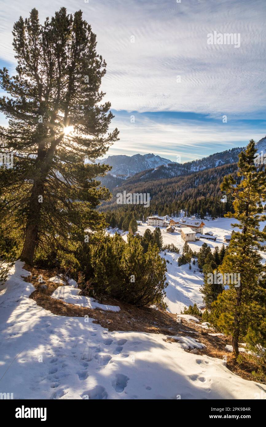 Gardeccia and stella alpina huts in the vaiolet valley hi-res stock ...