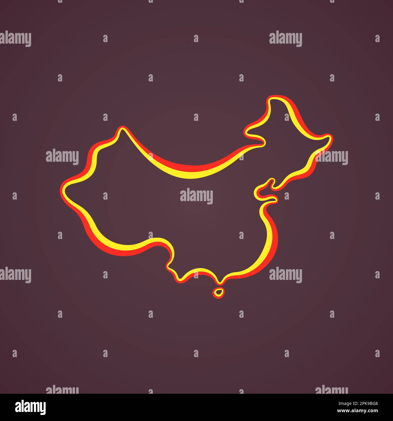 Outline map of China marked with ribbon in colors from the flag Stock ...