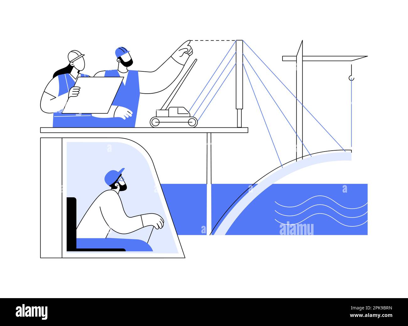 Bridge foundation construction abstract concept vector illustration ...