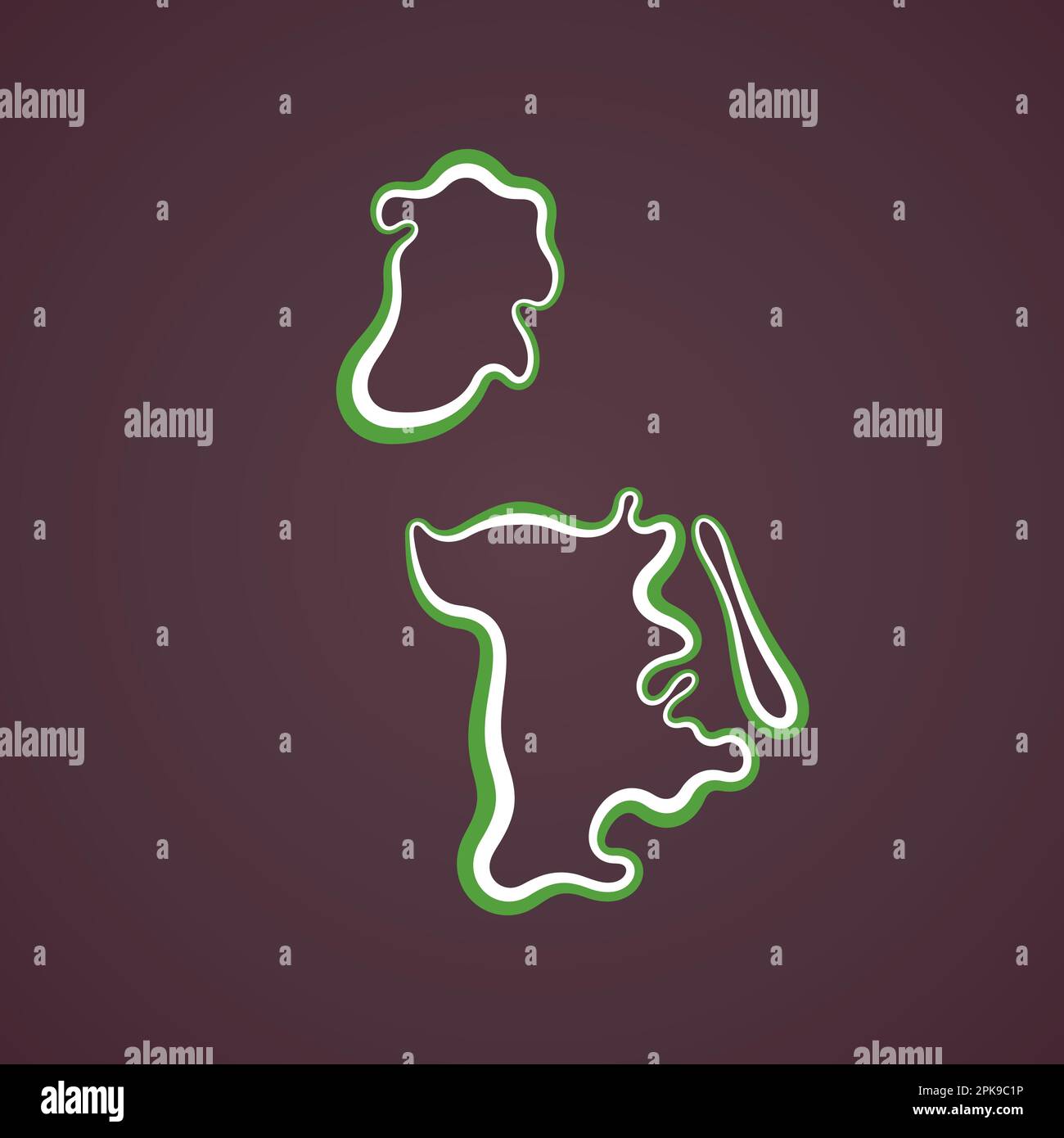 Outline map of Macau marked with ribbon in colors from the flag Stock ...