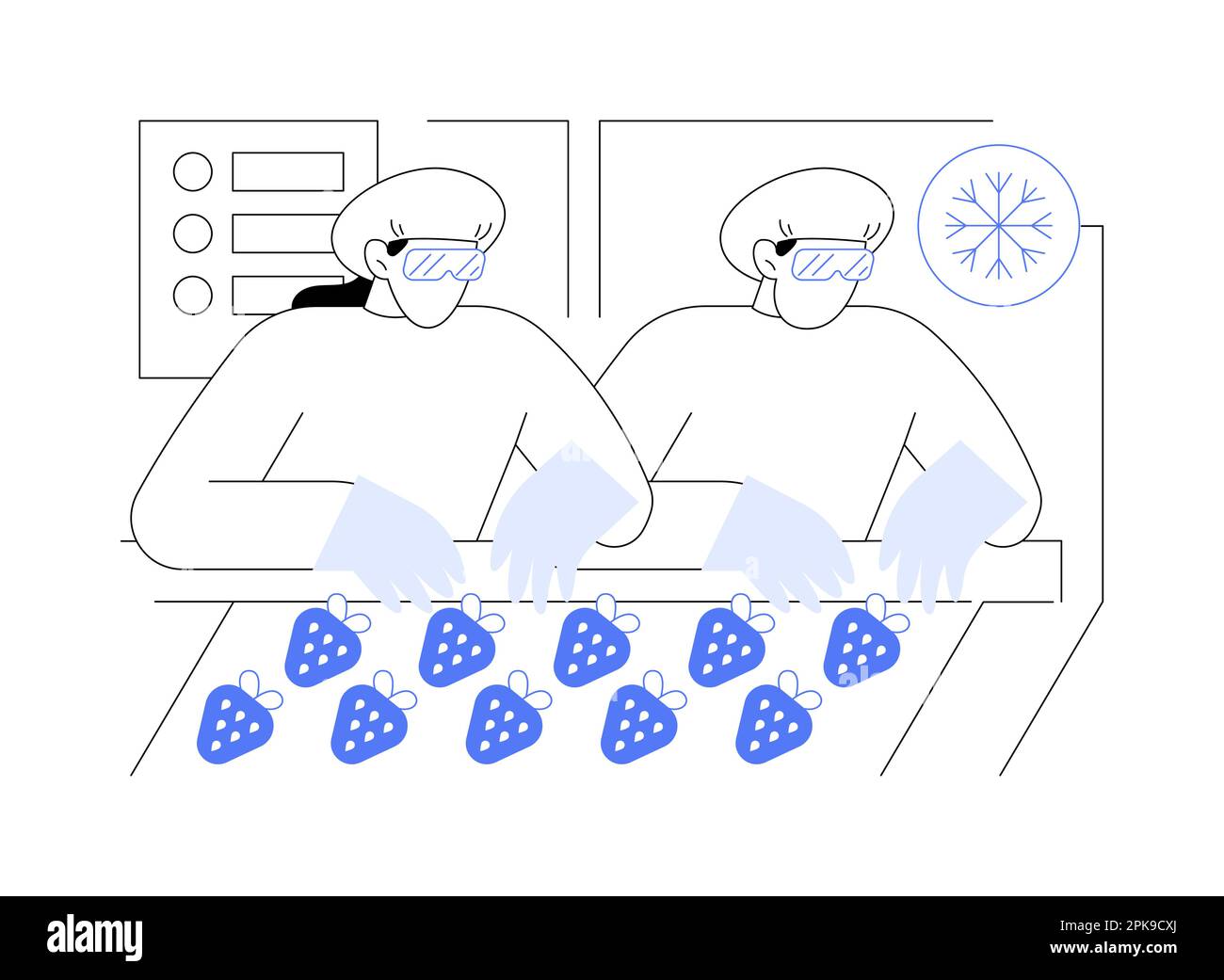 Frozen fruits production abstract concept vector illustration Stock ...