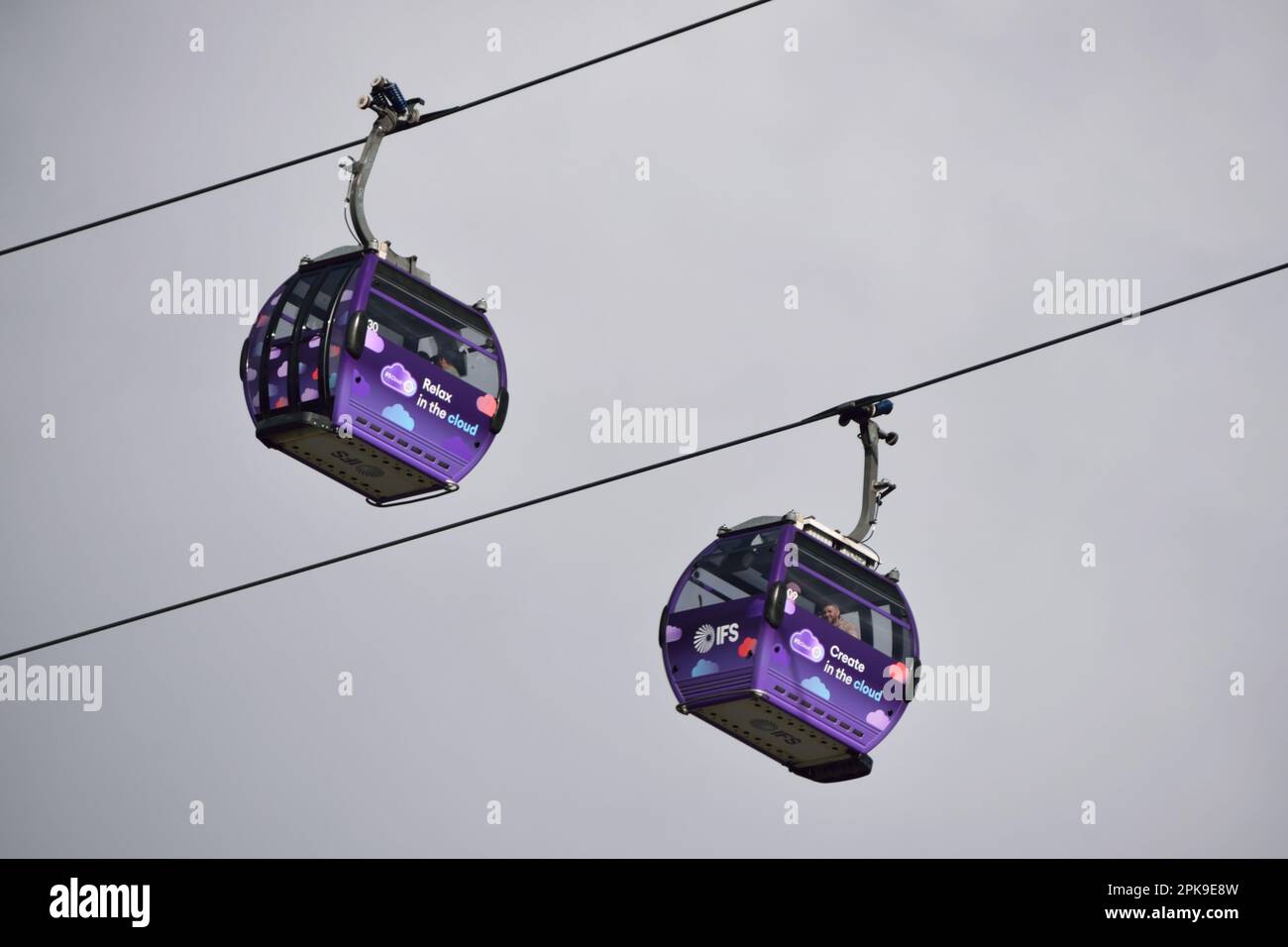 Passenger Pods on the IFS Cloud Cable Car in East London Stock Photo ...