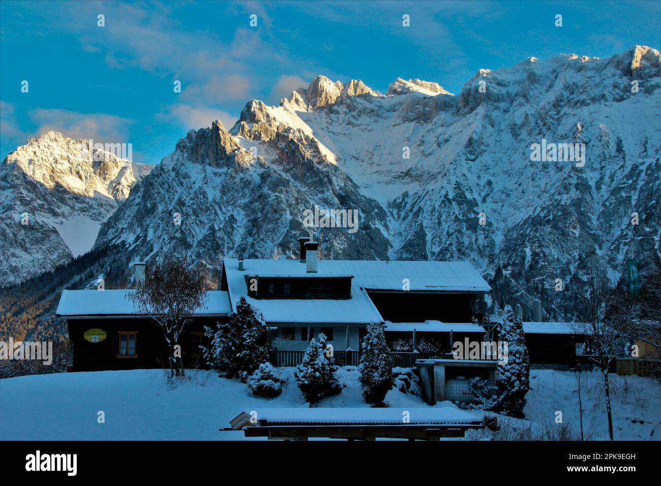 Winter hike to Korbinianhütte near Mittenwald, Europe, Germany, Bavaria ...