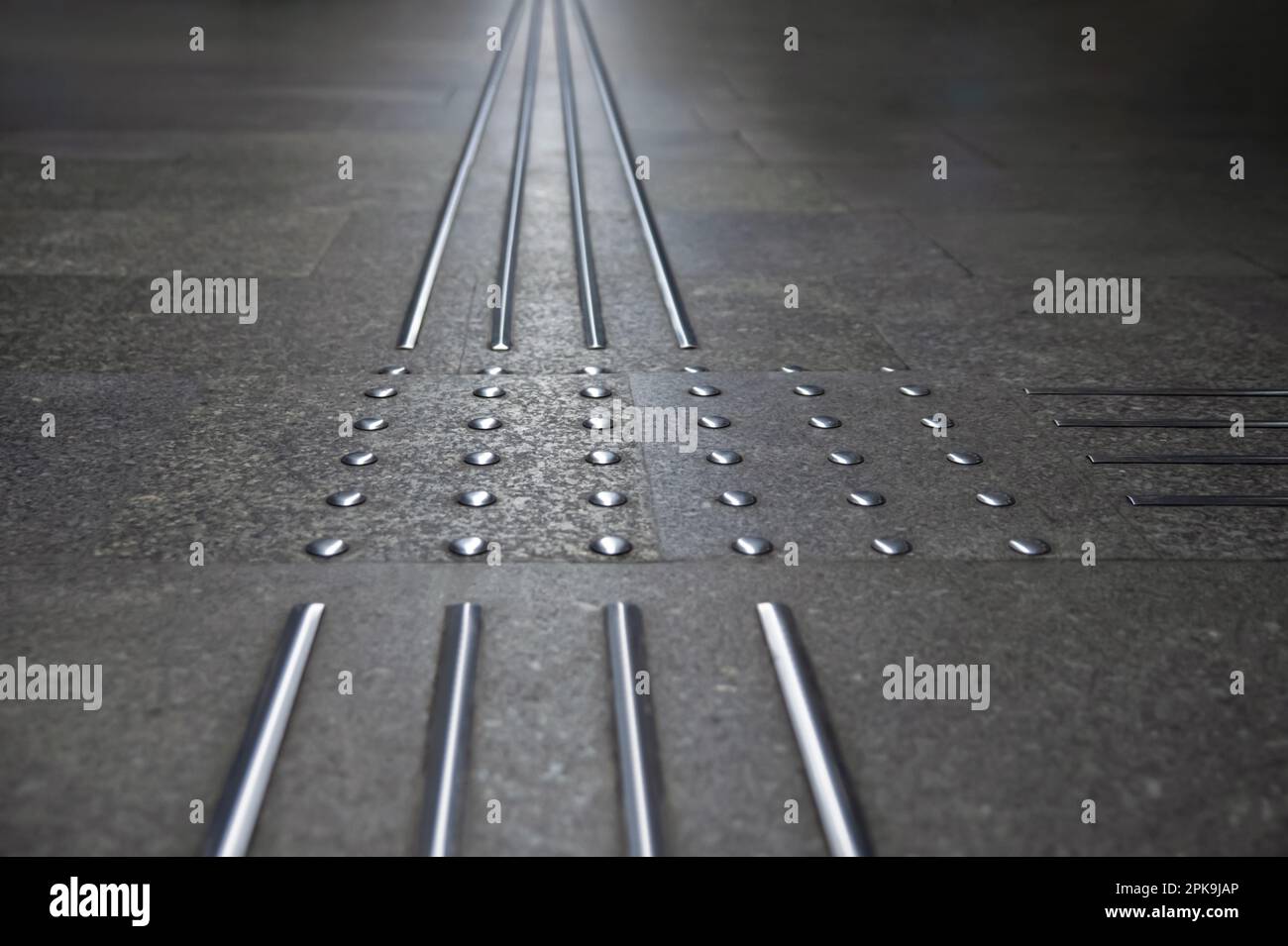 Floor tiles with tactile ground surface indicators, closeup view Stock ...