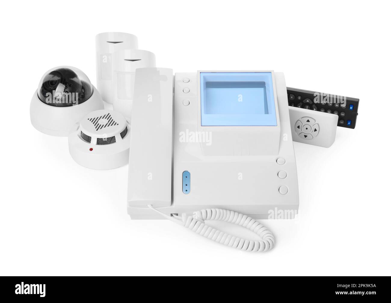 CCTV camera, remote controls, intercom, smoke and movement detectors on ...