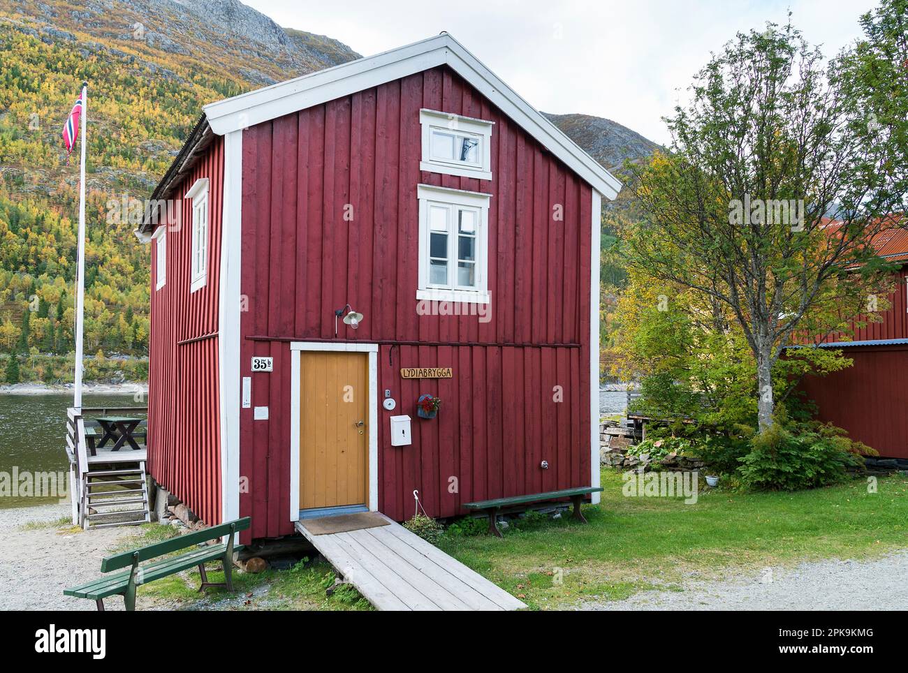 Norway, Mosjoen, historical Sjogata, typical wooden house Stock Photo ...