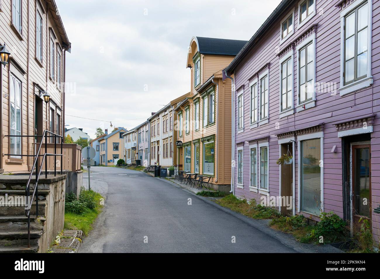 Norway, Mosjoen, historic Sjogata, one of the longest historic rows of ...