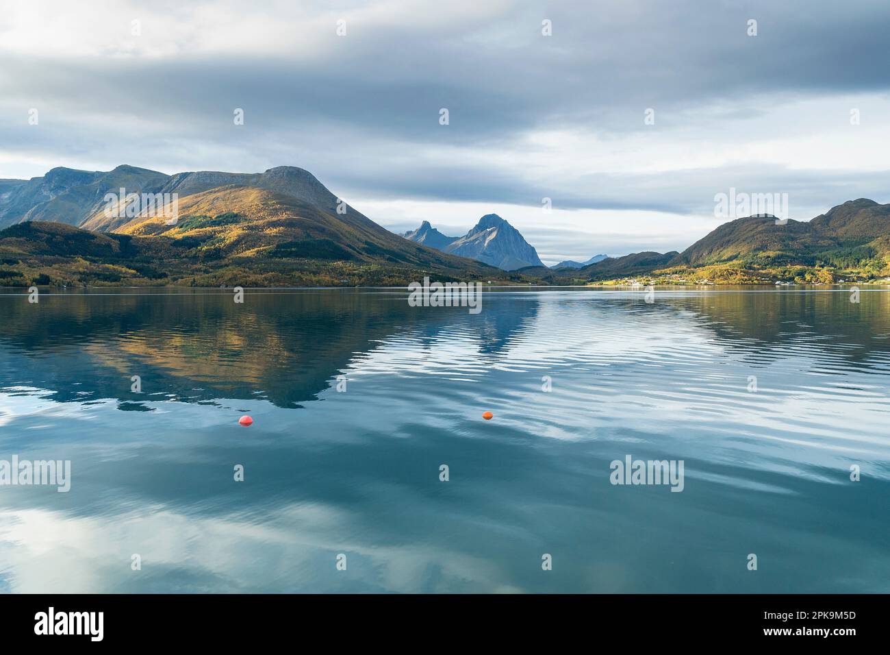 Norway, Atlantic coast at Kystriksveien, coastal road Fv17, fjord ...