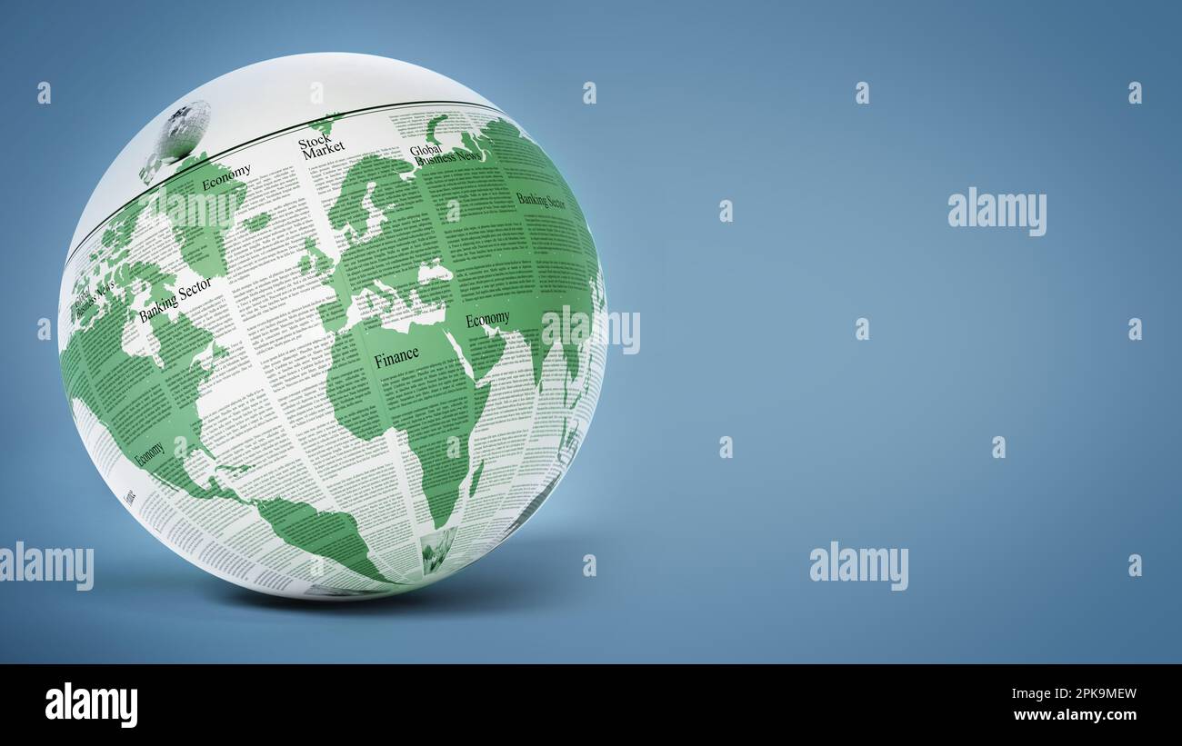 Globe with generic newspaper texture. 3D illustration Stock Photo - Alamy