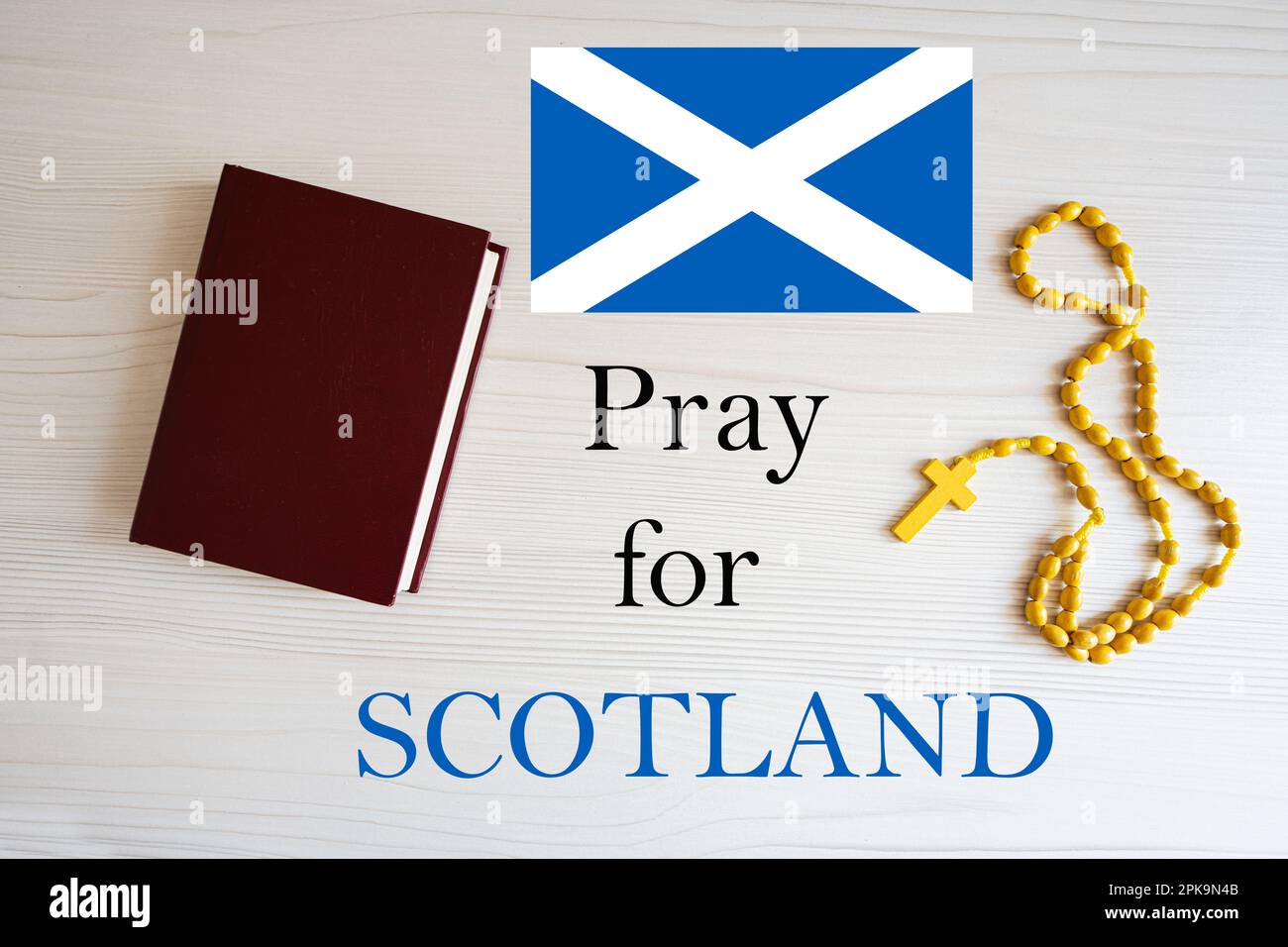 Pray for Scotland. Rosary and Holy Bible background Stock Photo - Alamy