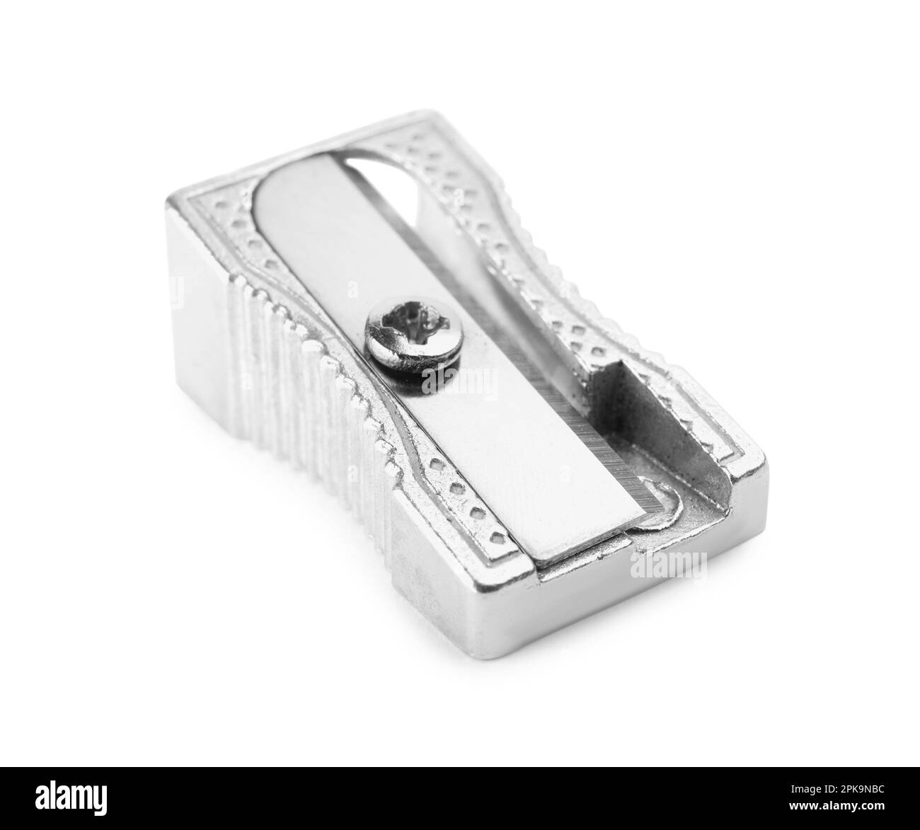 Shiny metal pencil sharpener isolated on white Stock Photo - Alamy