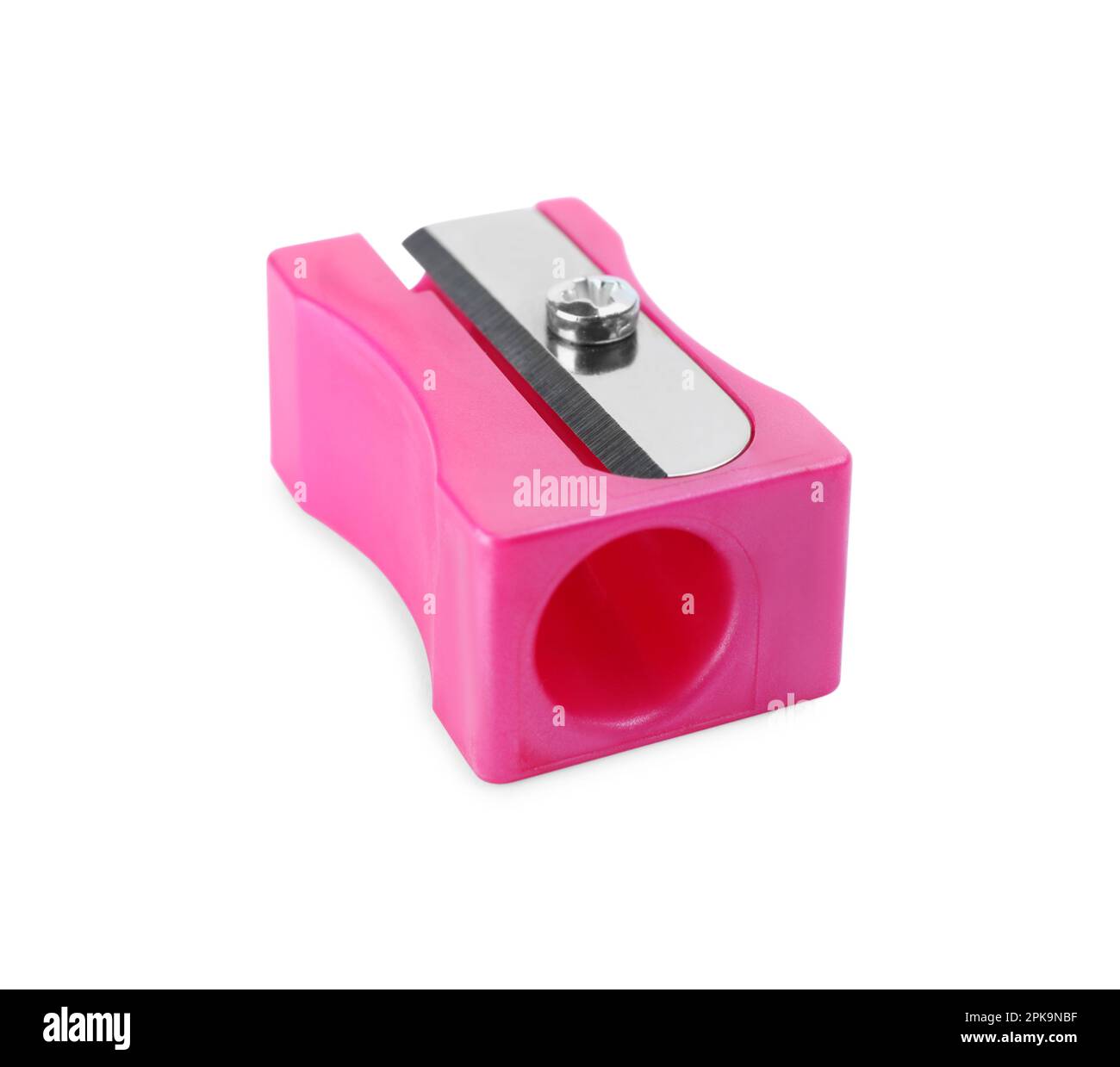 Plastic pink pencil sharpener isolated on white Stock Photo - Alamy