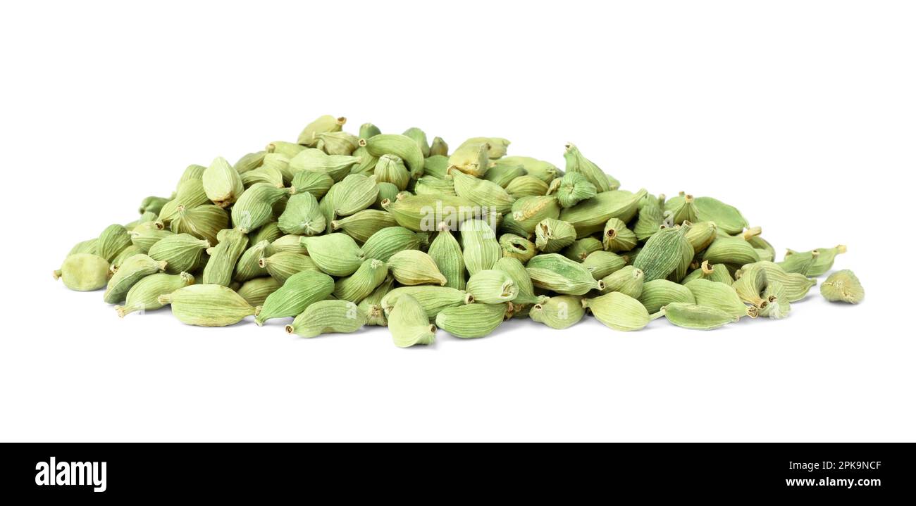 Pile of dry cardamom seeds on white background Stock Photo - Alamy