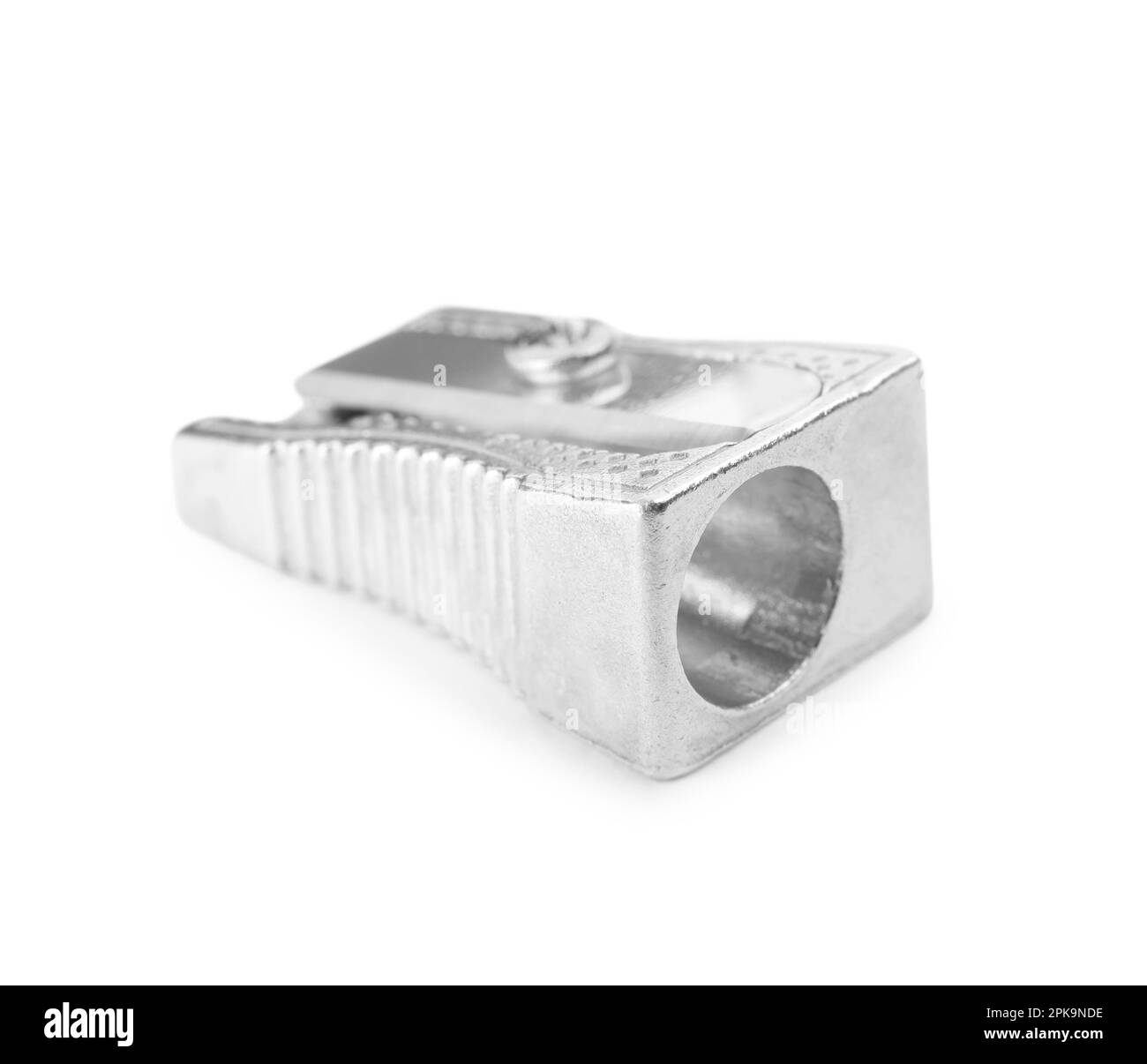 Shiny metal pencil sharpener isolated on white Stock Photo - Alamy