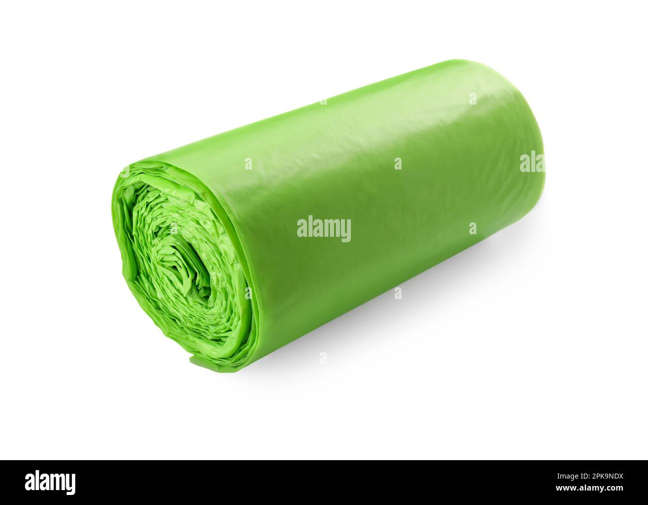 Roll of green garbage bags isolated on white Stock Photo - Alamy