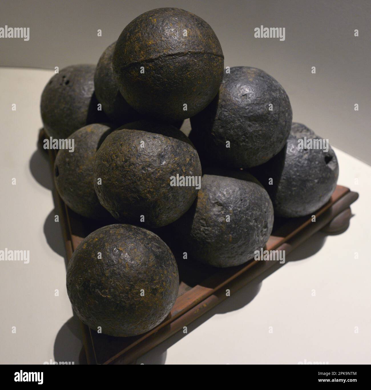 Iron projectiles from the 17th century. Used as ammunition in a ...