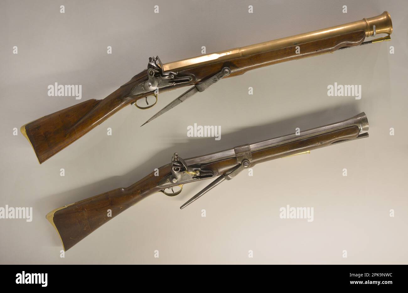 Naval Blunderbusses. Muzzle-loading flintlock gunwale blunderbusses ...
