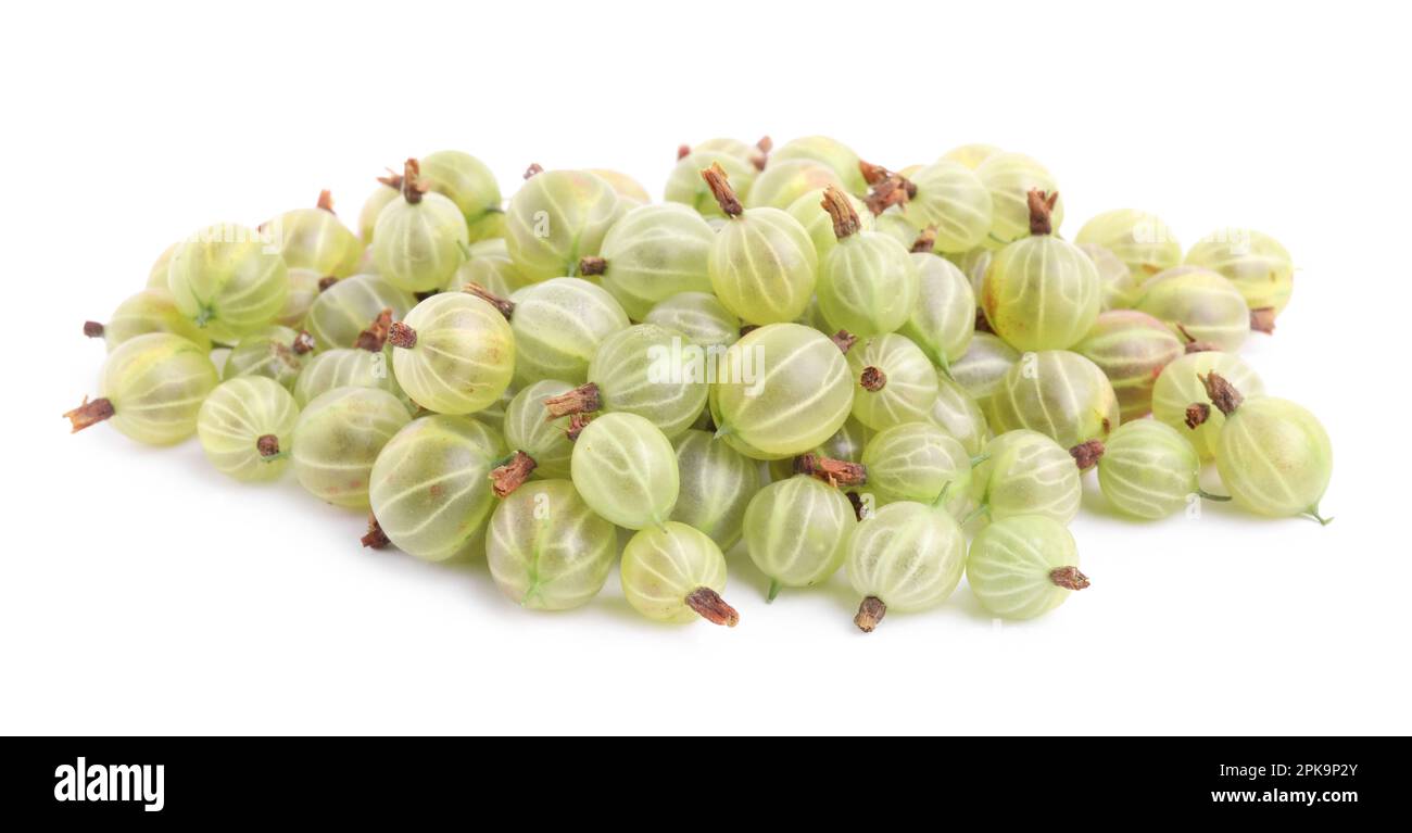 Pile of fresh ripe gooseberries on white background Stock Photo - Alamy