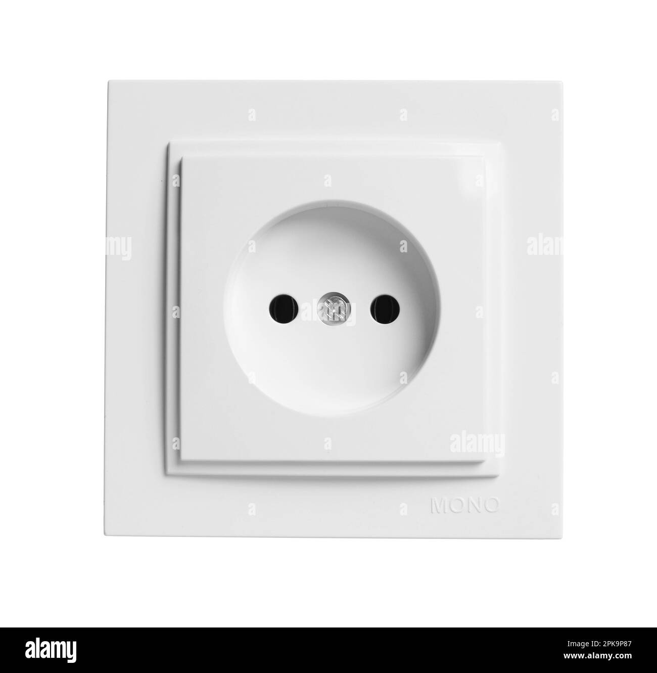 Single plastic power socket isolated on white Stock Photo - Alamy