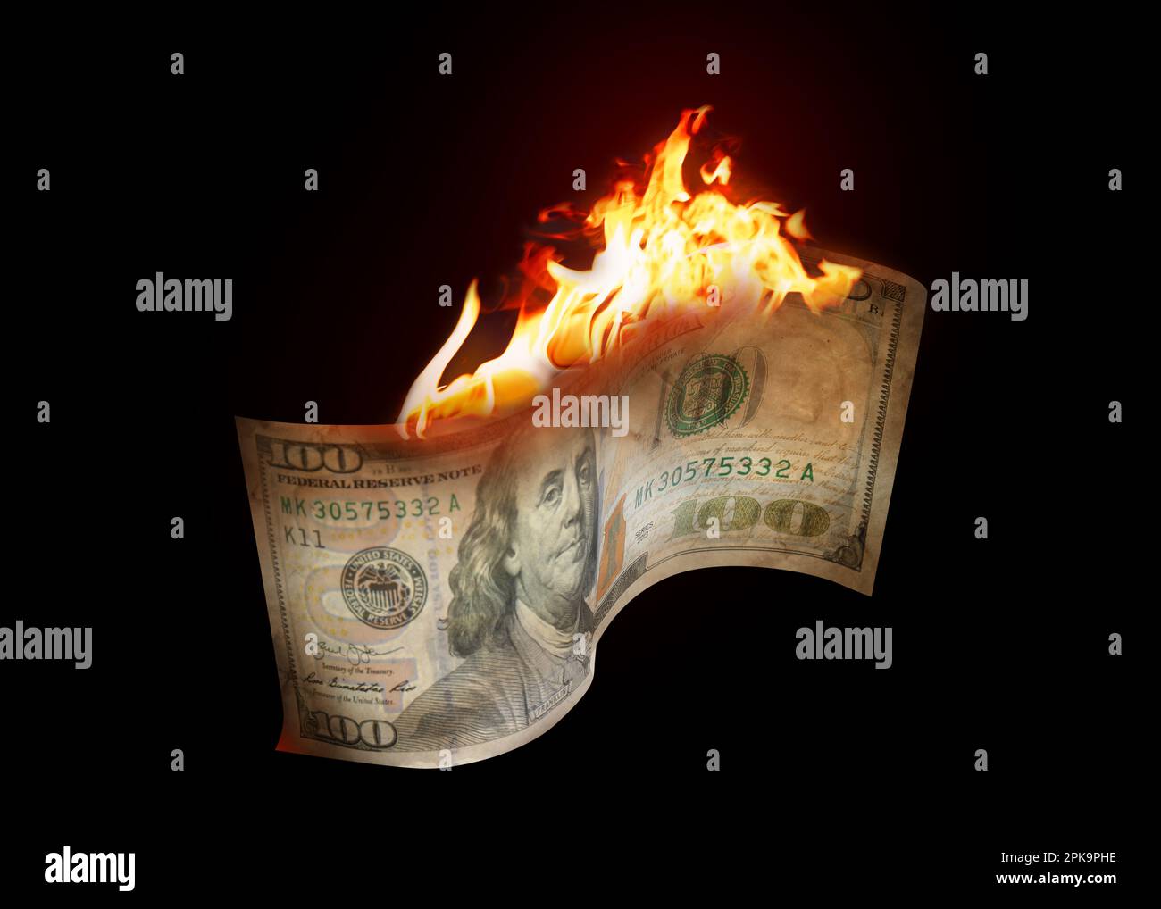 Money On Fire Black Background