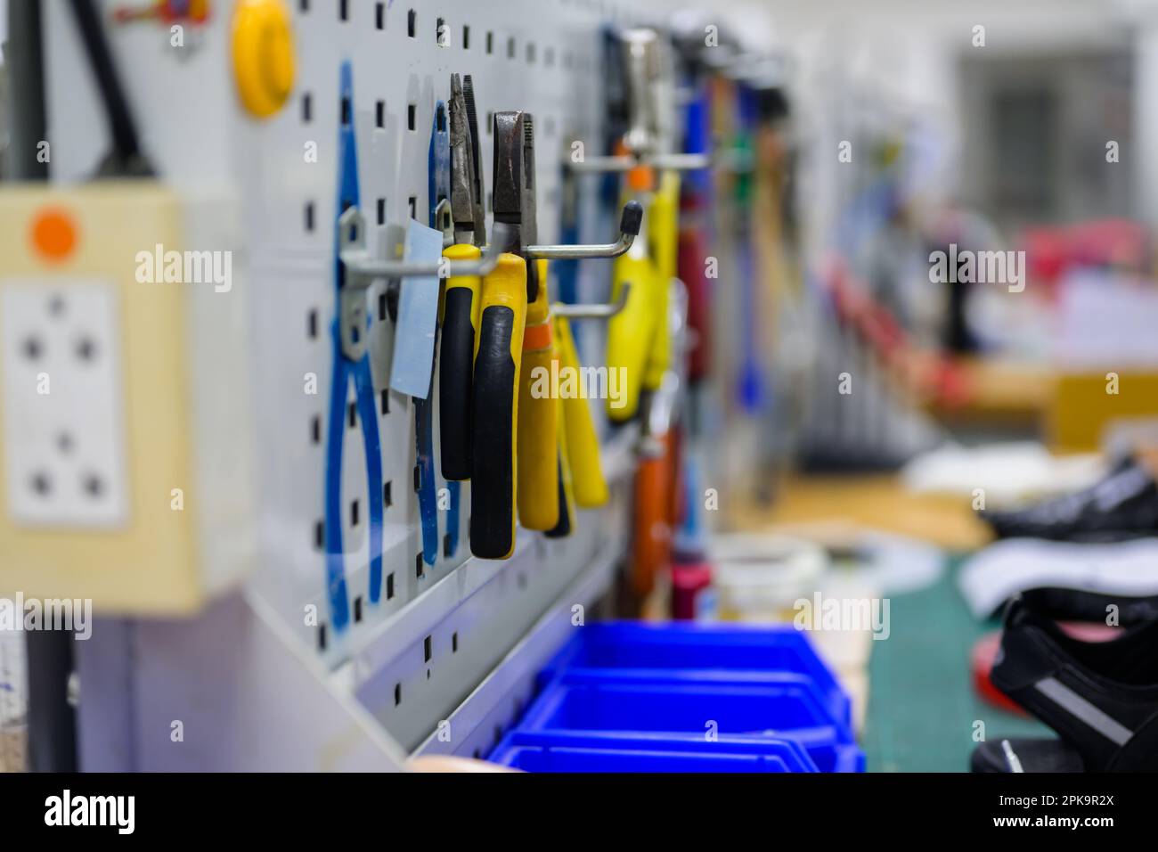 Parts of artificial leg and various tools in prosthetic workshop Stock ...