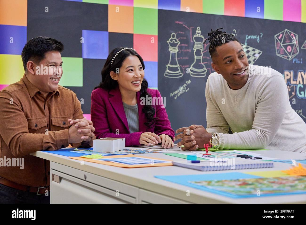 GAME OF LOVE, from left: Edwin Perez, Christin Park, Brooks Darnell ...