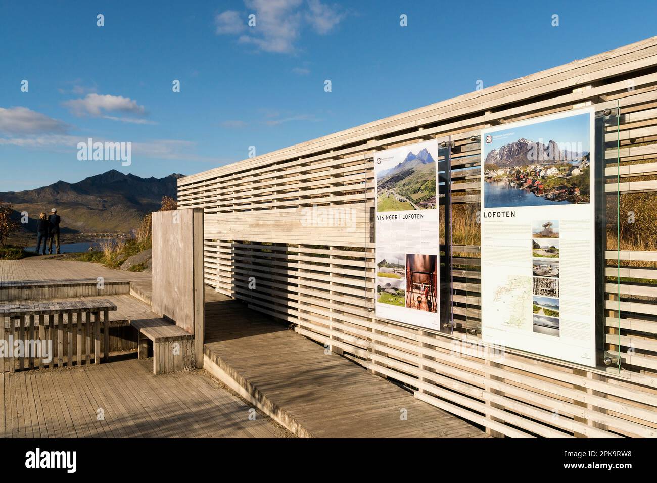Norway, Lofoten, Bostad, Torvdalshalsen, rest area, viewpoint Stock ...