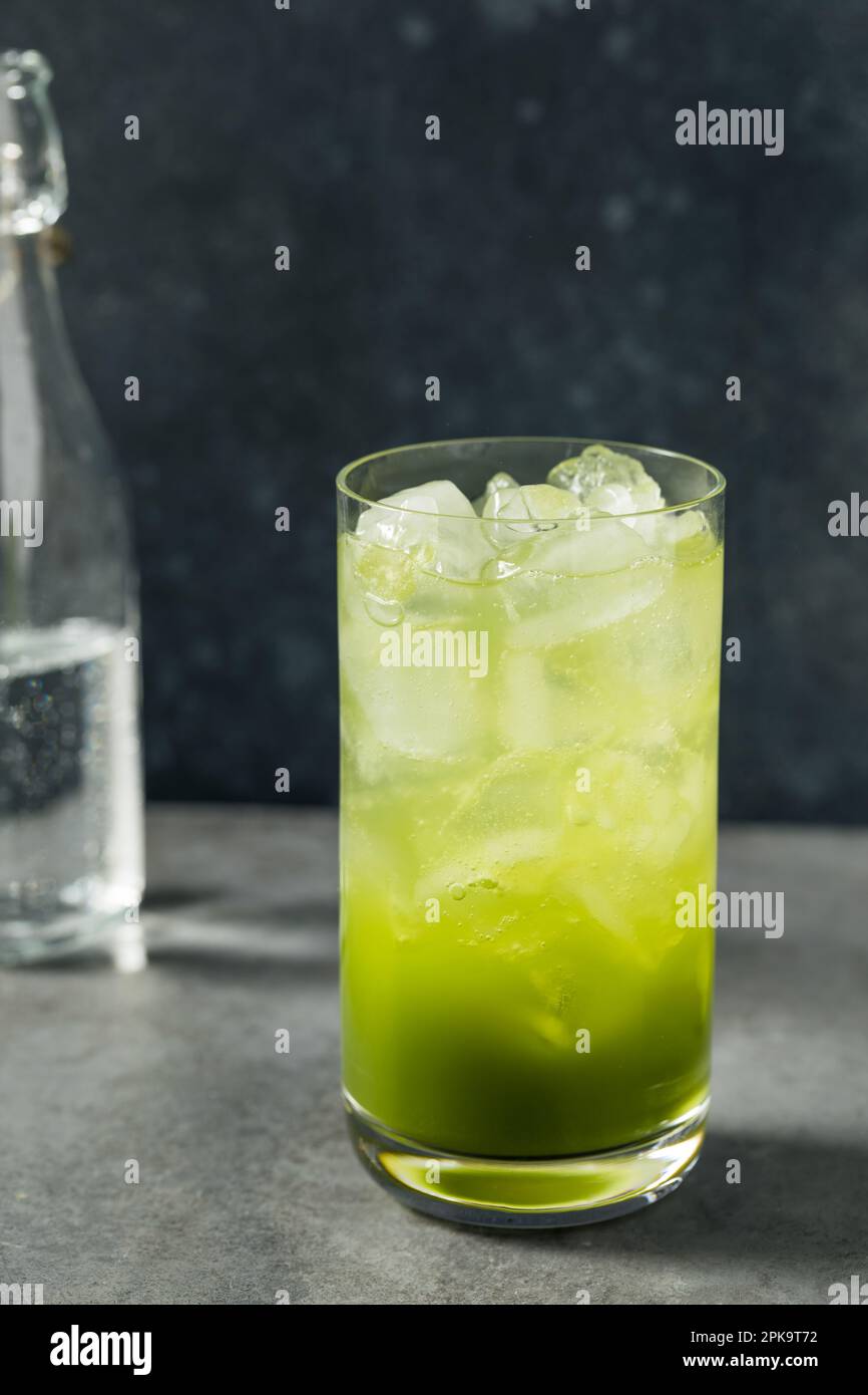 Refreshing Cold Matcha Soda Cocktail with Simple Syrup Stock Photo - Alamy