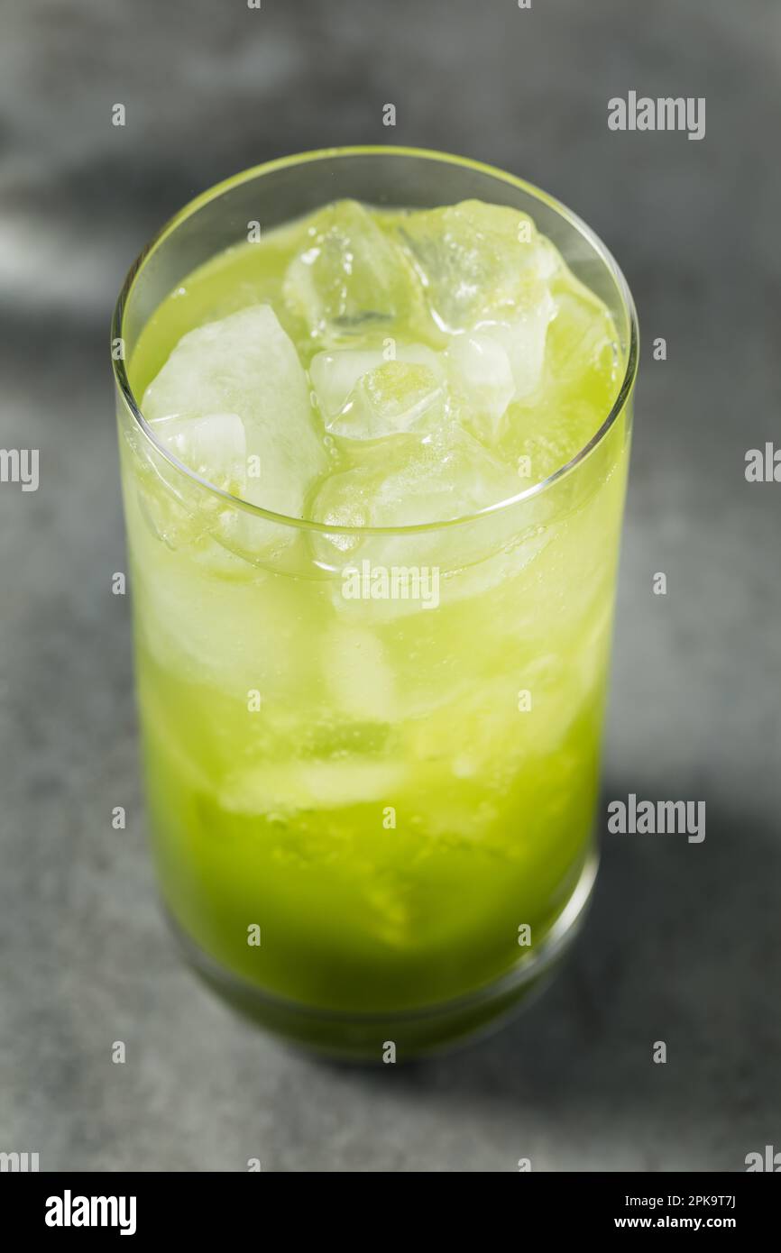 Refreshing Cold Matcha Soda Cocktail with Simple Syrup Stock Photo - Alamy