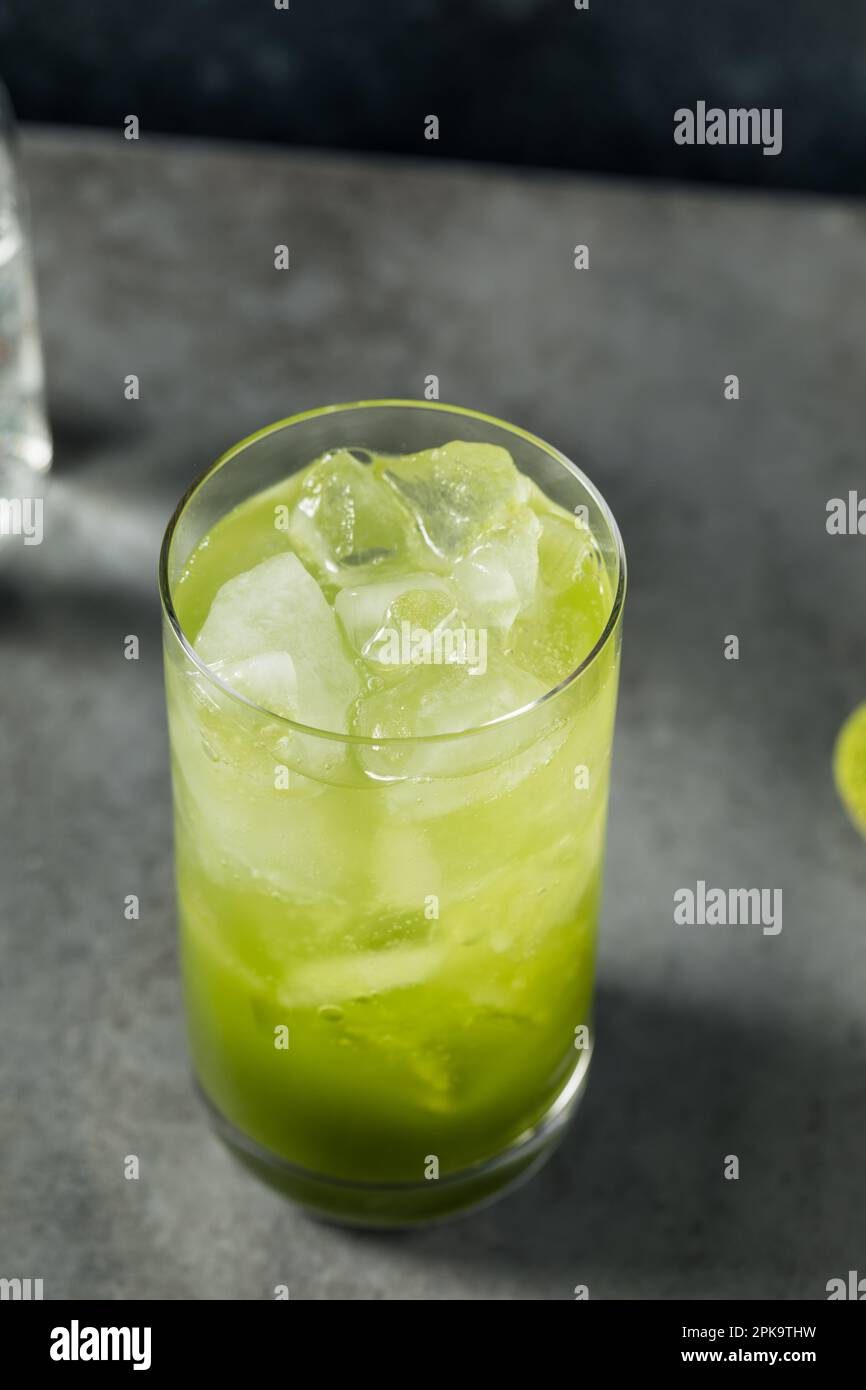 Refreshing Cold Matcha Soda Cocktail with Simple Syrup Stock Photo - Alamy