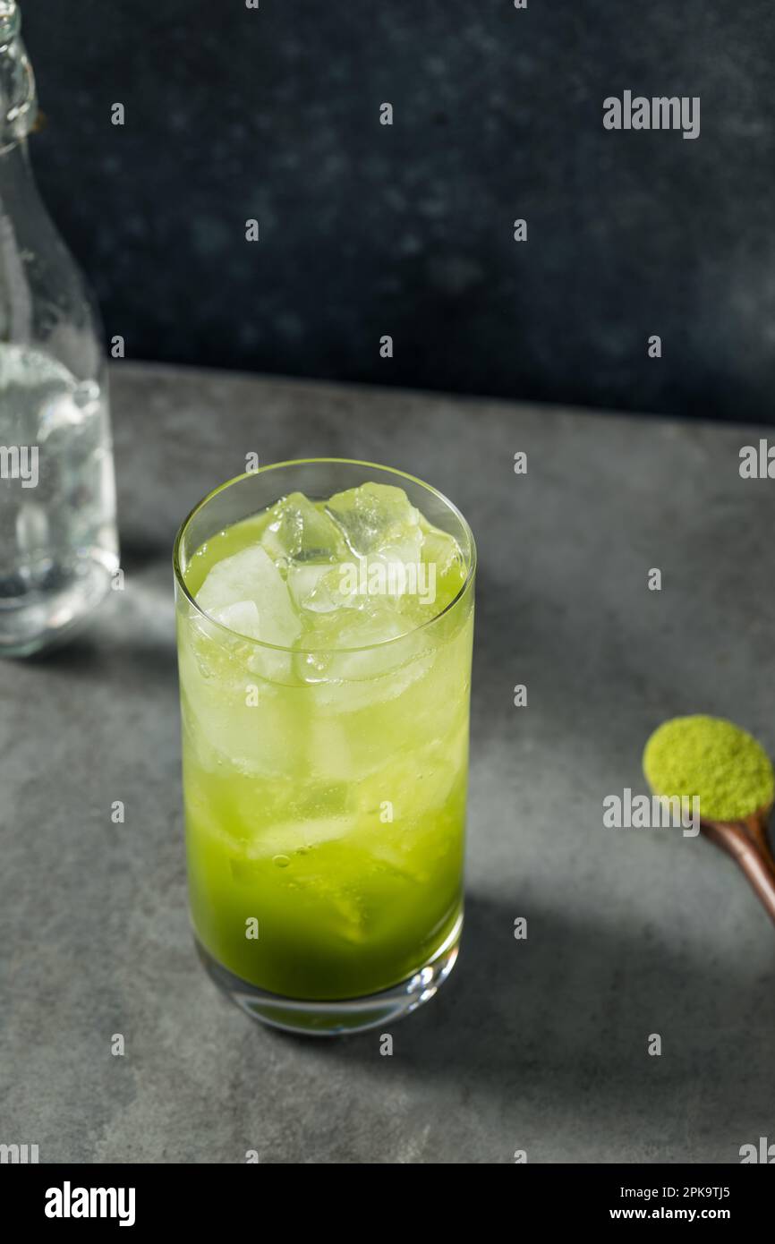 Refreshing Cold Matcha Soda Cocktail with Simple Syrup Stock Photo - Alamy