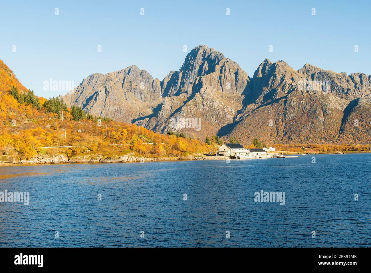 Norway, Lofoten, autumn fjord landscape near Svolvær Stock Photo - Alamy
