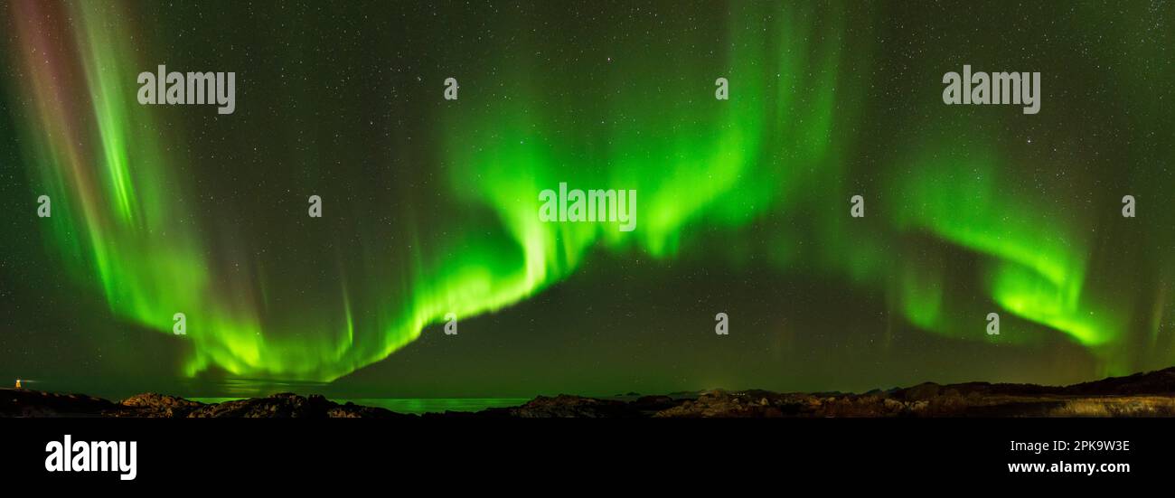 Extended intense aurora with green oxygen violet reddish nitrogen parts ...