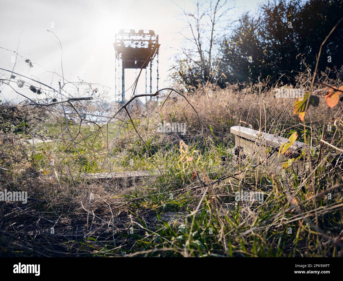 Usedom in autumn, Karnin, lift bridge, former railroad bridge, remains ...